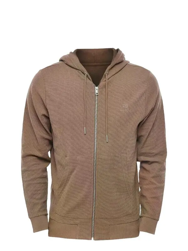 DIESEL® Waffle-knit Zip-up Hoodie - Brown