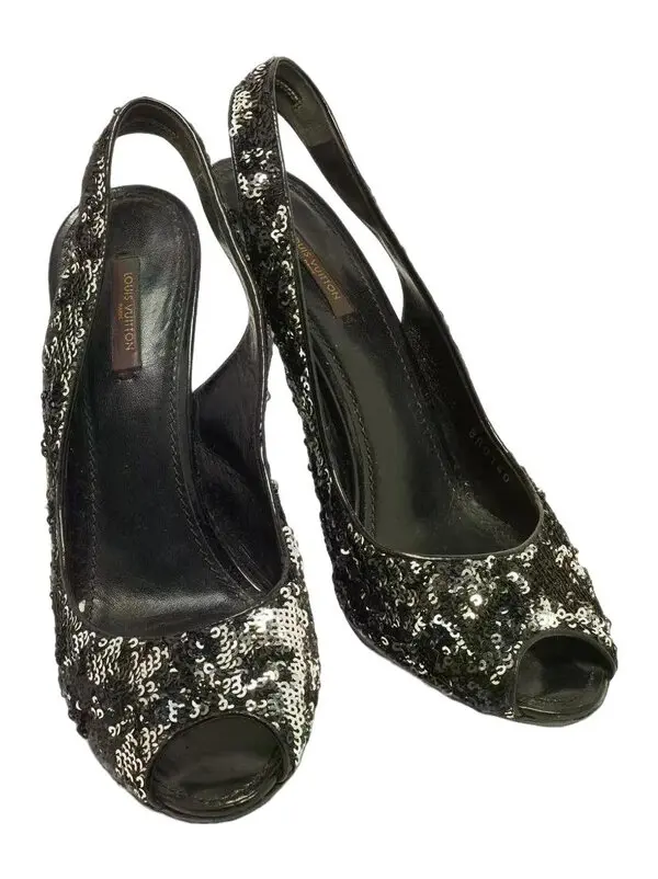 LOUIS VUITTON Liza Sequin-embellished Slingback Pumps - Black