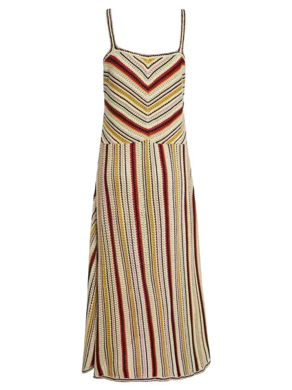 Zimmermann Striped Crochet-knit Midi Dress - Neutrals
