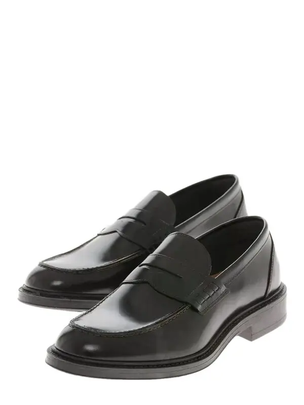 AMEDEO TESTONI Polished Leather Penny Loafers - Brown