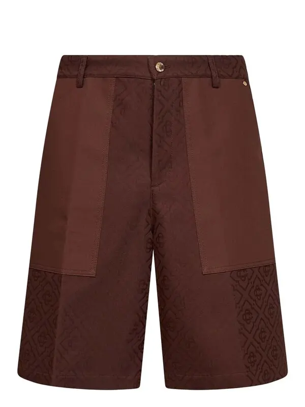 Casablanca Dark Brown Cotton Monogram Cargo Shorts - Multicolor