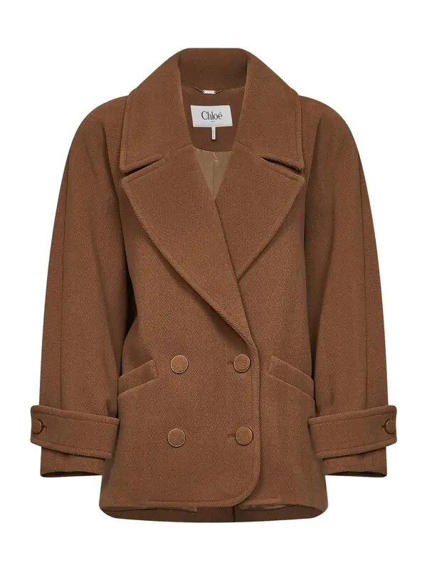 Chloé Double-breasted Wool Short Coat - Multicolor