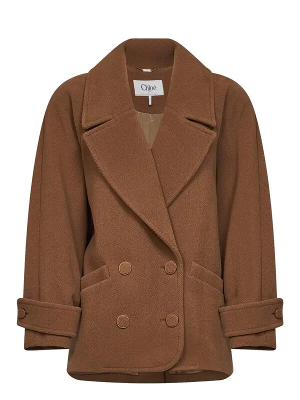 Chloé Double-breasted Wool Short Coat - Multicolor