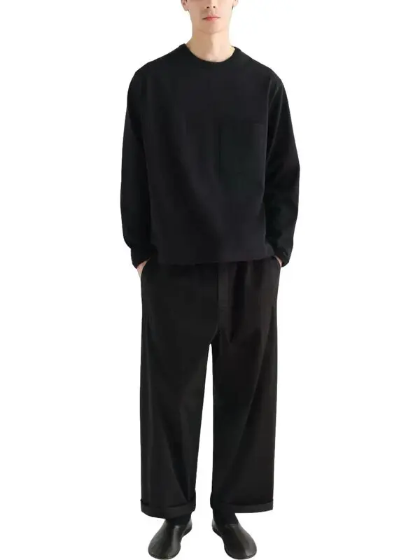 LEMAIRE Long-sleeve Boxy T-shirt In Compact Cotton Jersey - Black