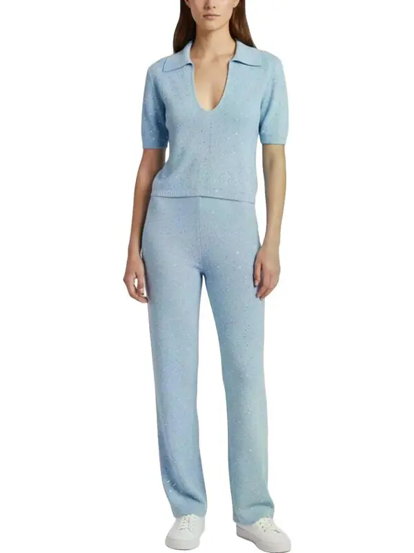 424 Sequin-embellished Knit Set - Blue