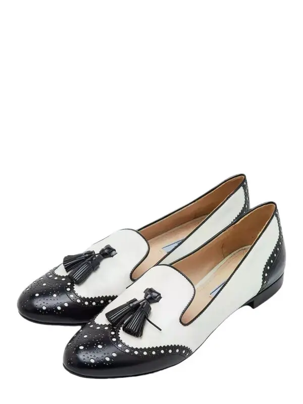 Prada Leather Tassel Detail Loafers - White