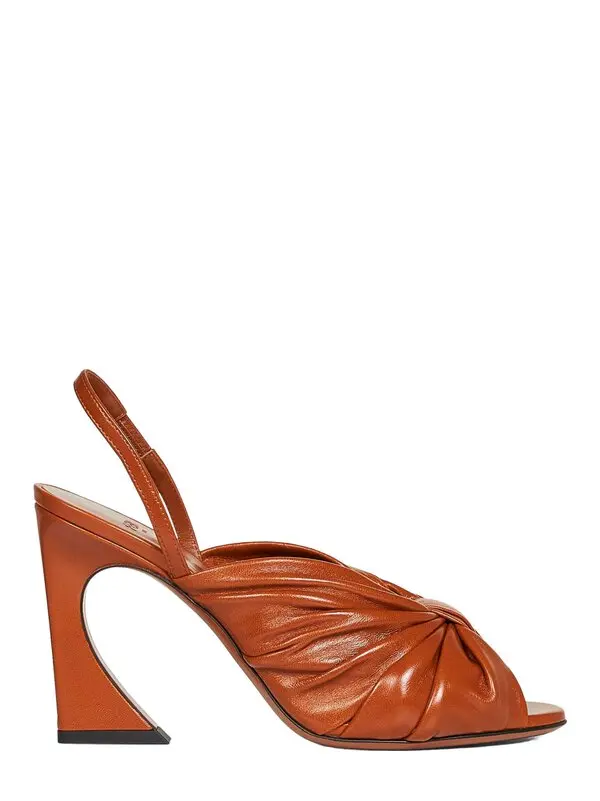 Fendi Tan Nappa Leather Slingback Sandals - Multicolor