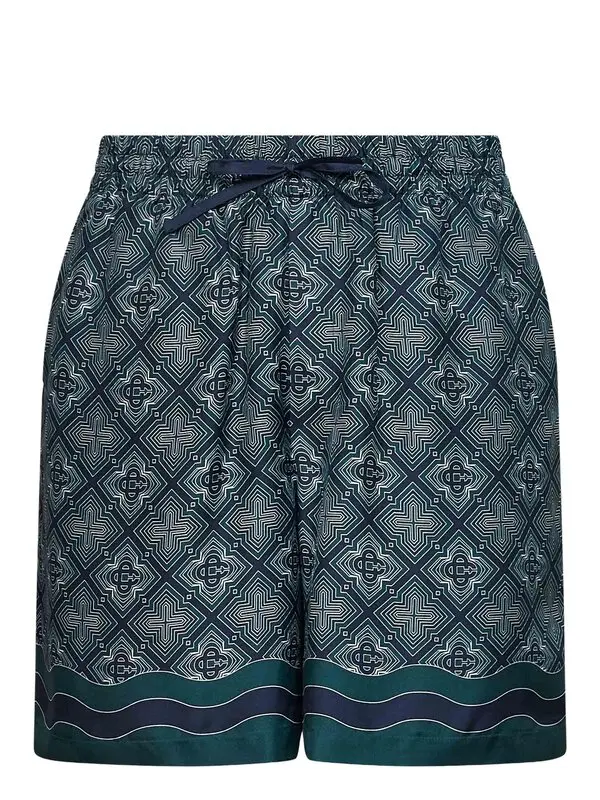 Casablanca Radiating Monogram Print Silk Shorts - Multicolor