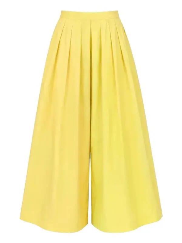 Rosie Assoulin Pleated Cotton Grosgrain Trousers - Yellow