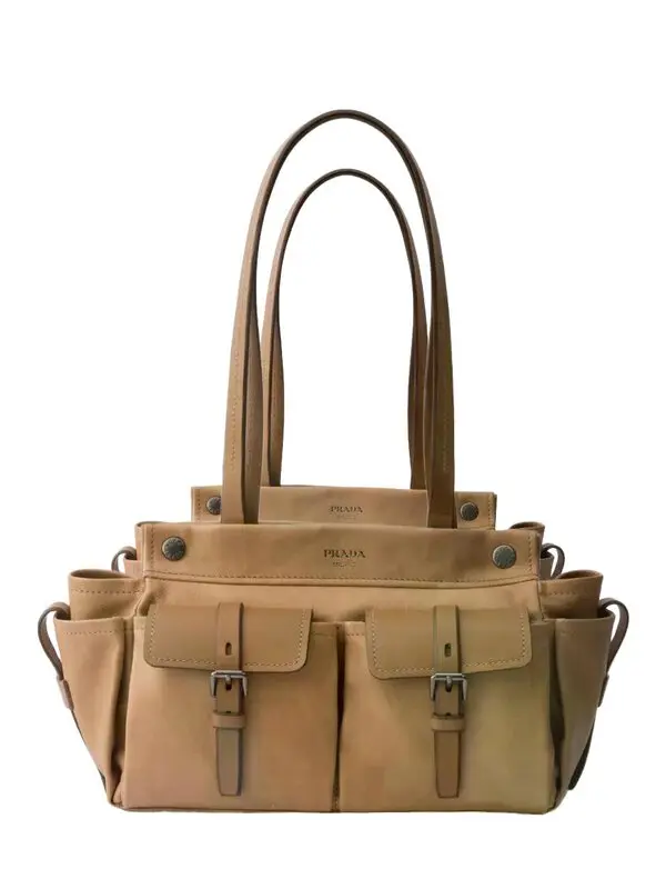 Prada Route Medium Leather Tote Bag - Neutrals