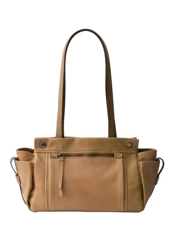 Prada Route Medium Leather Tote Bag - Neutrals