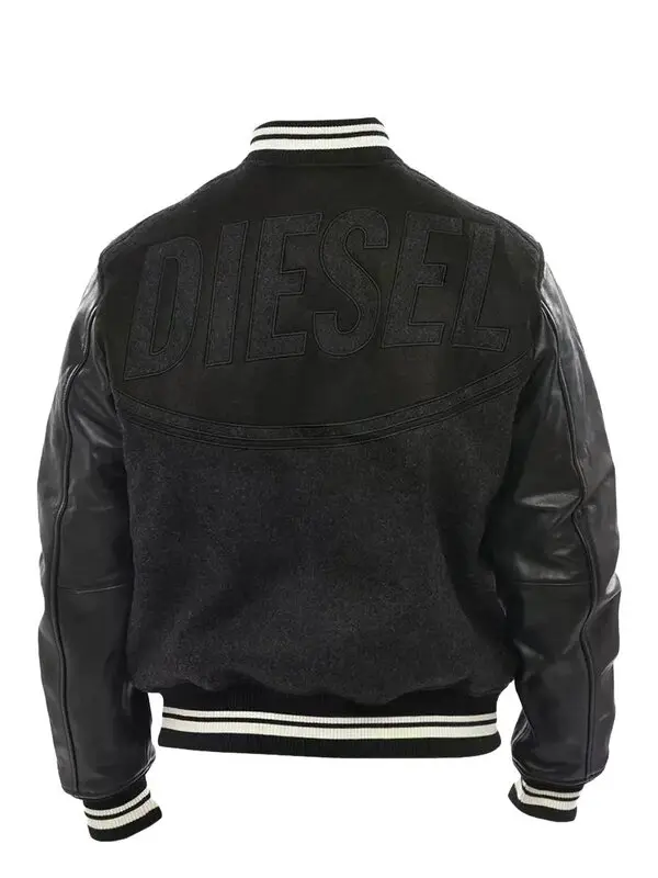 DIESEL® Leather Sleeve Bomber Jacket - Grey