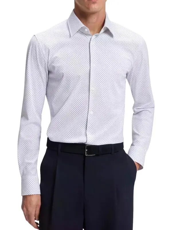 BOSS Slim-fit Shirt In Printed Performance-stretch Fabric - White