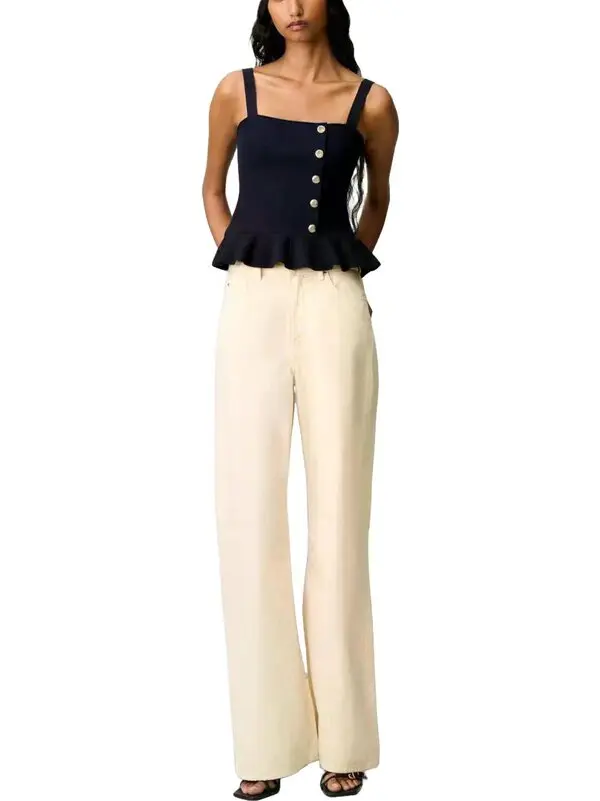 Claudie Pierlot Ruffled Knit Top - Blue