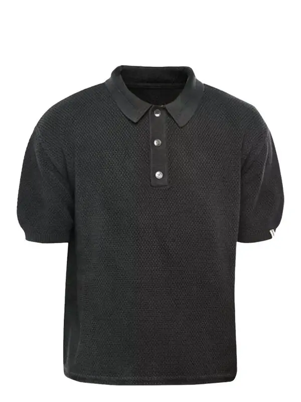 Palm Angels Moss-stitch Knit Polo Shirt - Grey