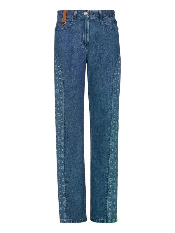 Mcm Monogram Jacquard Jeans - Blue