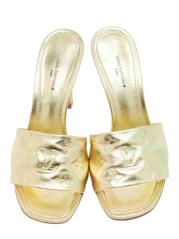 LOUIS VUITTON Revival Monogram Leather Sandals - Gold