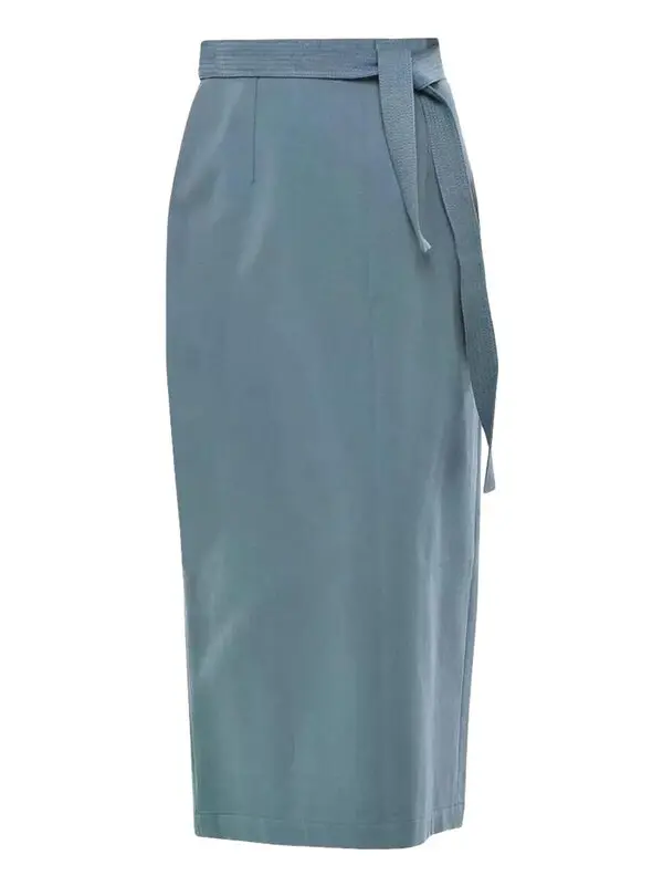 SUPER BLOND Belted Pencil Midi Skirt - Blue