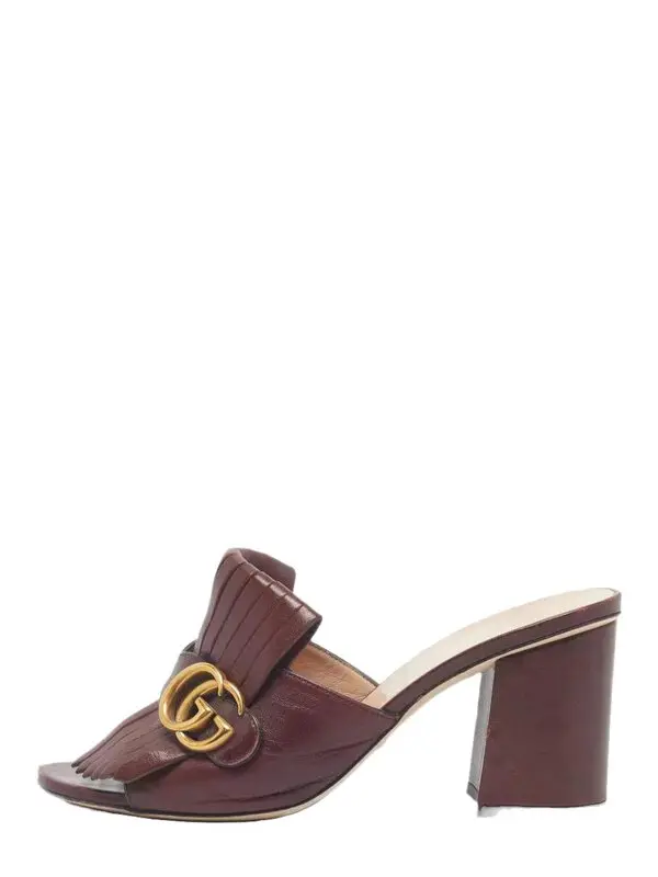 Gucci Gg Marmont Fringed Leather Heeled Sandals - Red