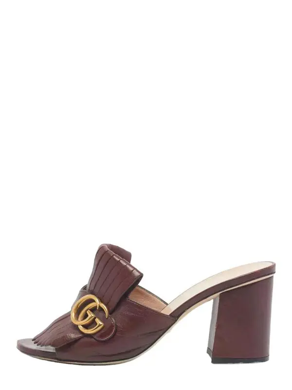 Gucci Gg Marmont Fringed Leather Heeled Sandals - Red