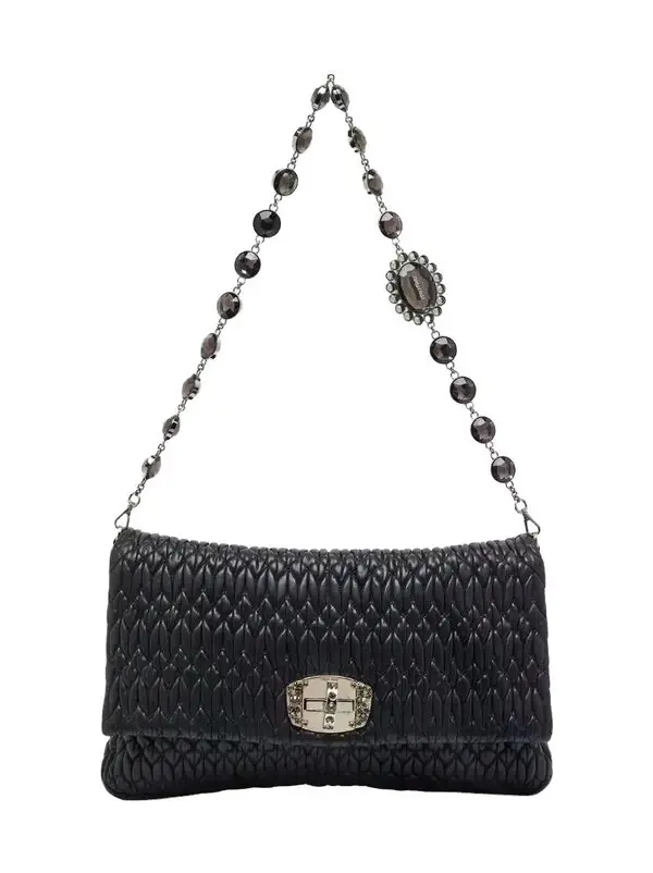 Miu Miu Crystal-embellished Shoulder Bag - Black