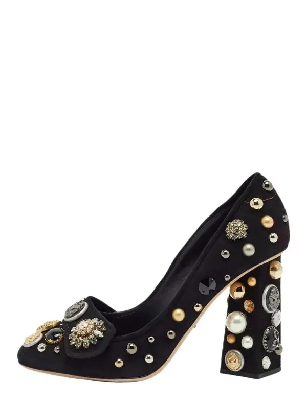 Dolce & Gabbana Embellished Block Heel Pumps - Black