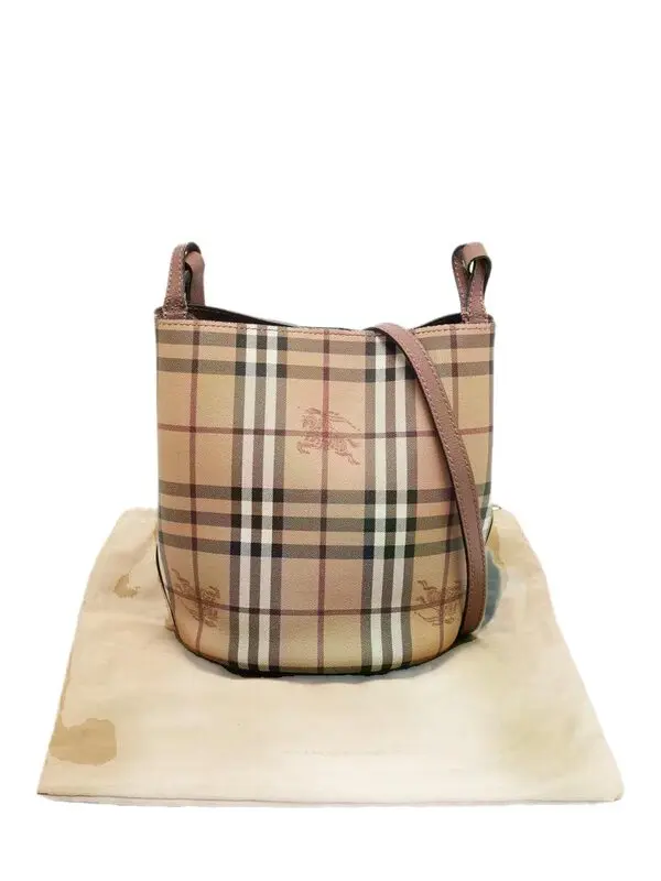 Burberry Lorne Haymarket Check Bucket Bag - Neutrals