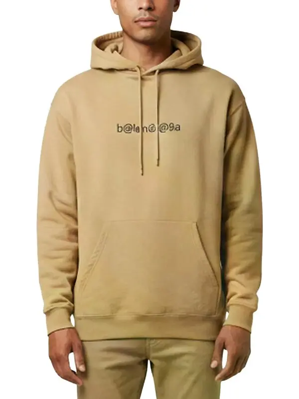 Balenciaga Logo Print Cotton Hoodie - Neutrals