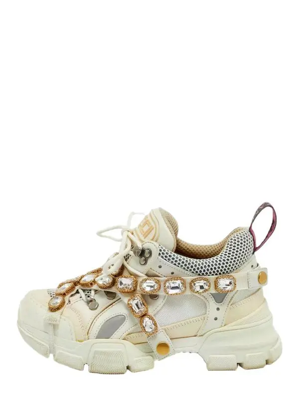 Gucci Flashtrek Crystal-embellished Sneakers - Neutrals