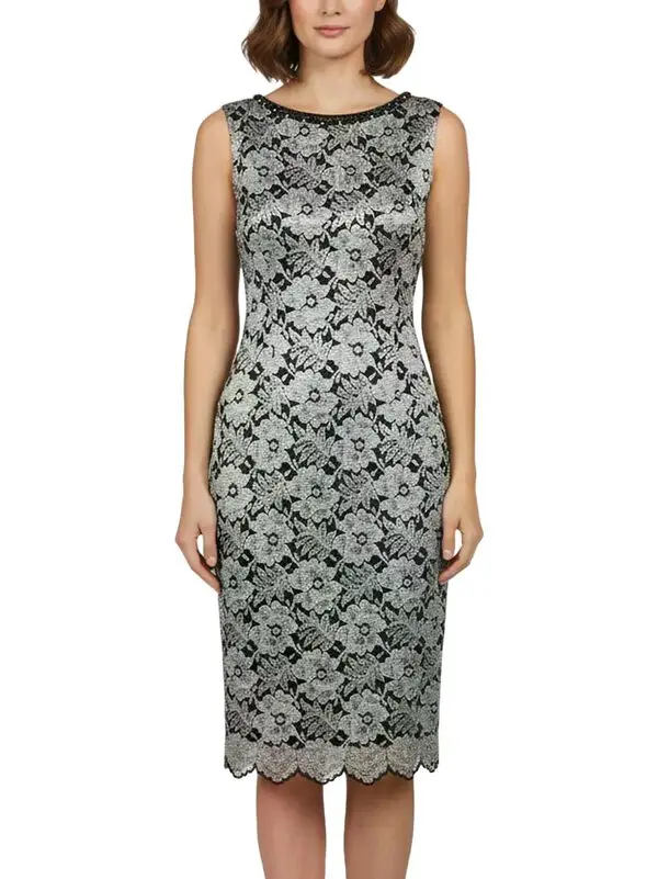 Roberto Cavalli Floral Jacquard V-back Midi Dress - Grey