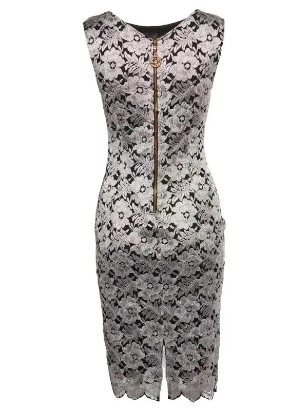 Roberto Cavalli Floral Jacquard V-back Midi Dress - Grey
