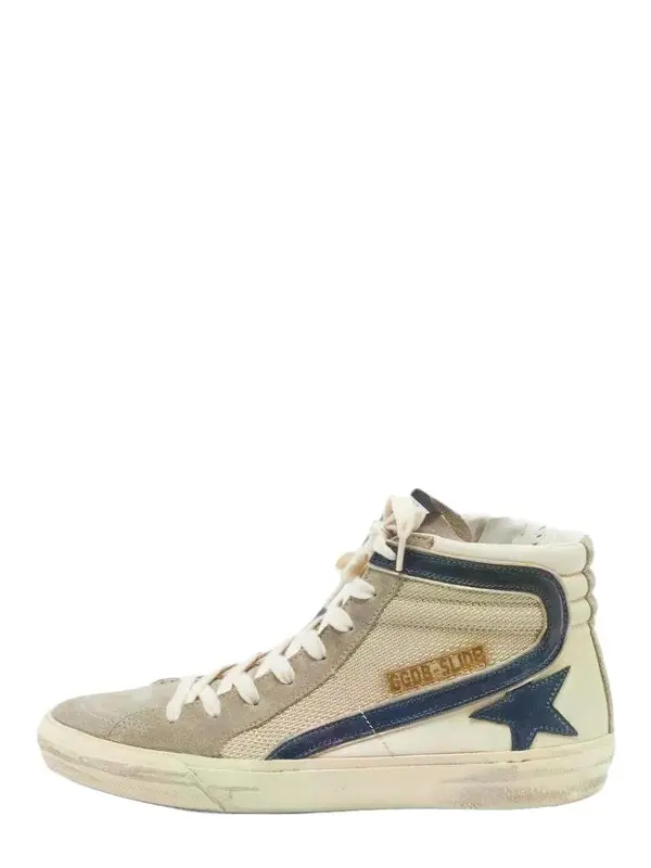 GOLDEN GOOSE Slide Distressed High-top Sneakers - Neutrals