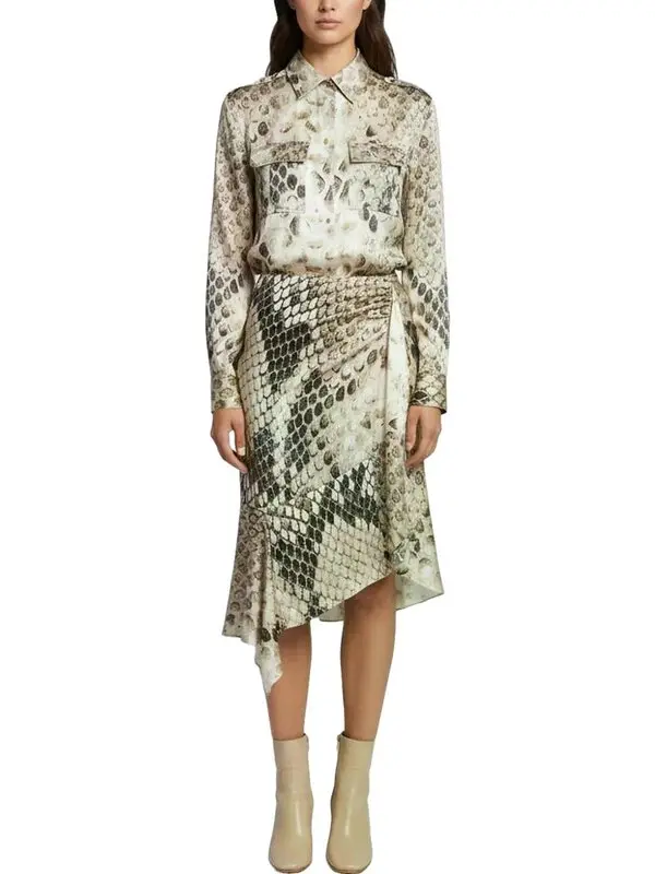 Roberto Cavalli Snakeskin-print Silk Midi Dress - Neutrals
