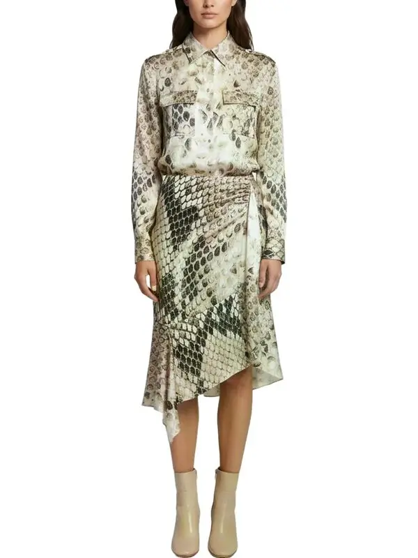 Roberto Cavalli Snakeskin-print Silk Midi Dress - Neutrals
