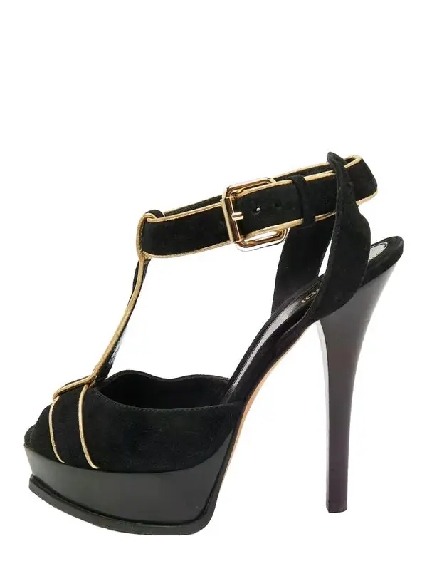 Fendi Spuntata Suede Heeled Sandals - Black