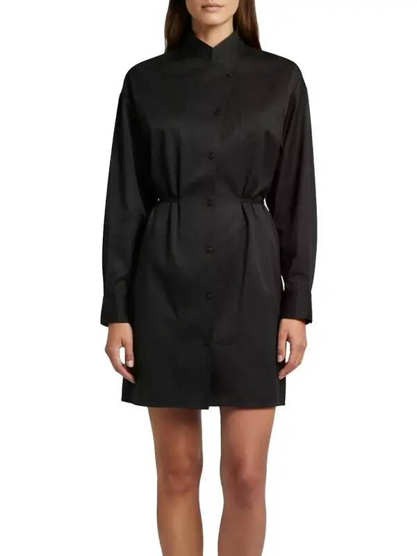 Hermès Tie-detail Mini Shirt Dress - Black