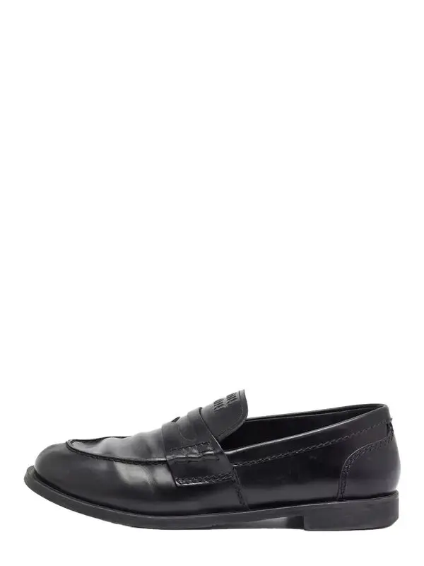 Miu Miu Embossed Logo Leather Loafers - Black