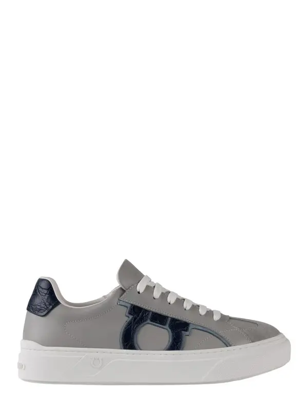 FERRAGAMO Gancini Low Cut Sneaker - Grey