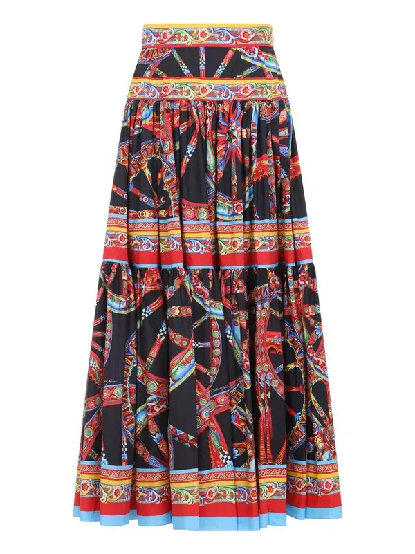 Dolce & Gabbana Carretto Print Poplin Maxi Skirt - Multicolor