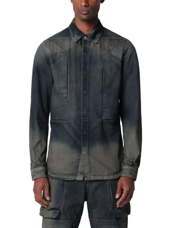Rick Owens Fogpocket Shirt In Grey Degradé Denim - Multicolor