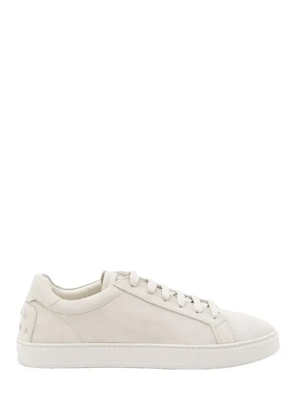 TOD'S Suede Calfskin Low-top Sneakers With Gommini Heel Detail - Beige