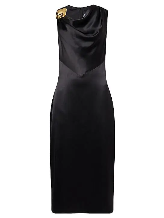 THE DROPPED COLLECTION Cowl Neck Sleeveless Midi Dress - Black