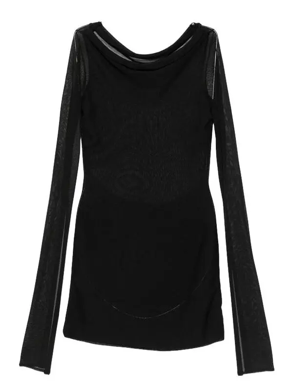 Cult Gaia Semi-sheer Cowl Neck Dress - Black