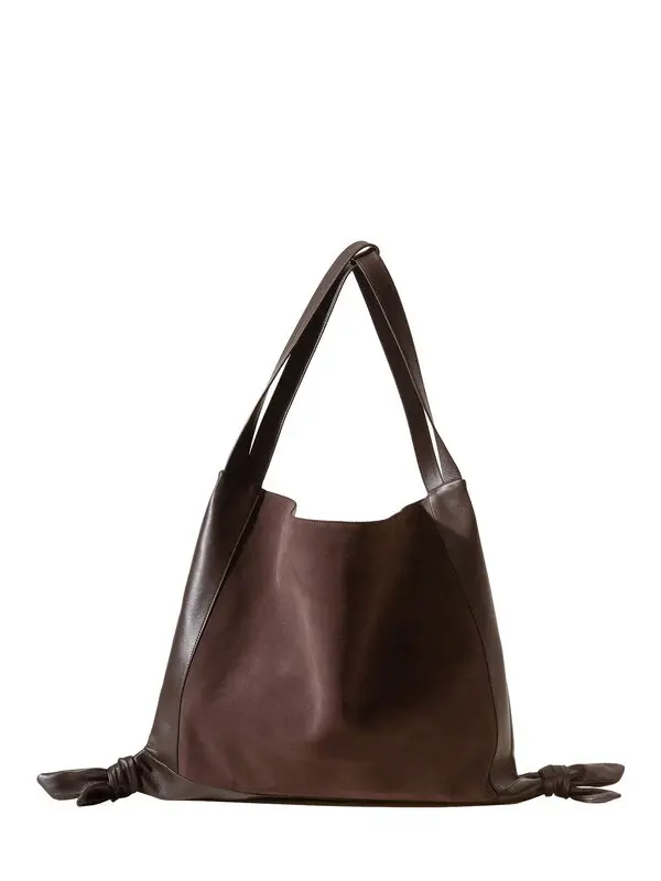 Hereu Suede Tote Bag With Leather Trim - Multicolor