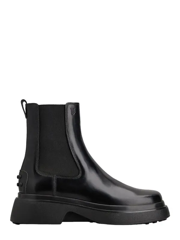 TOD'S Leather Chelsea Boots With Chunky Rubber Sole - Black
