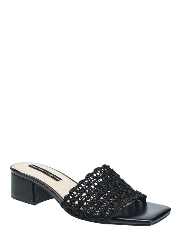 French Connection Waverly Woven Mule With Sculptural Block Heel - Black
