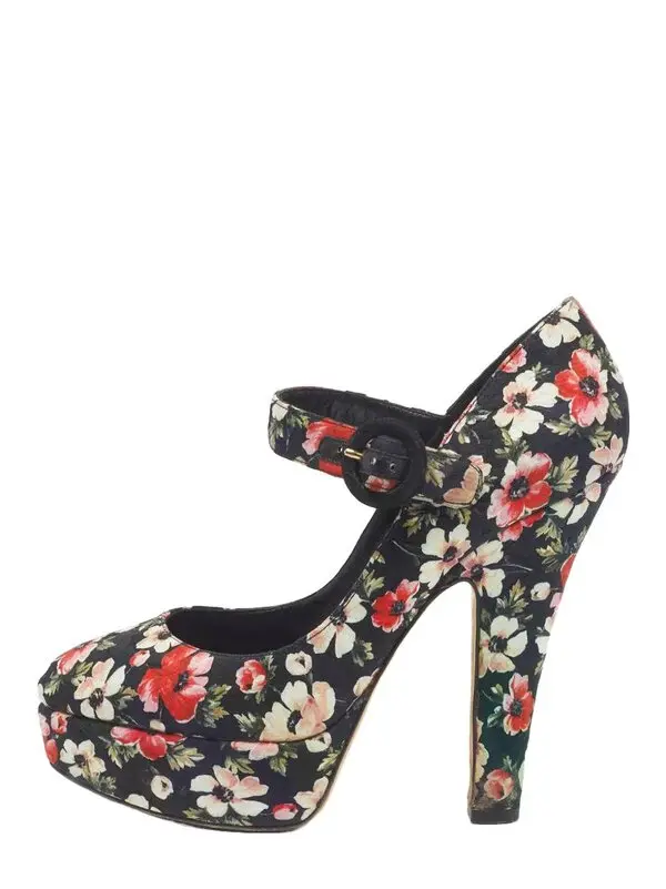 Dolce & Gabbana Floral Print Platform Pumps - Black