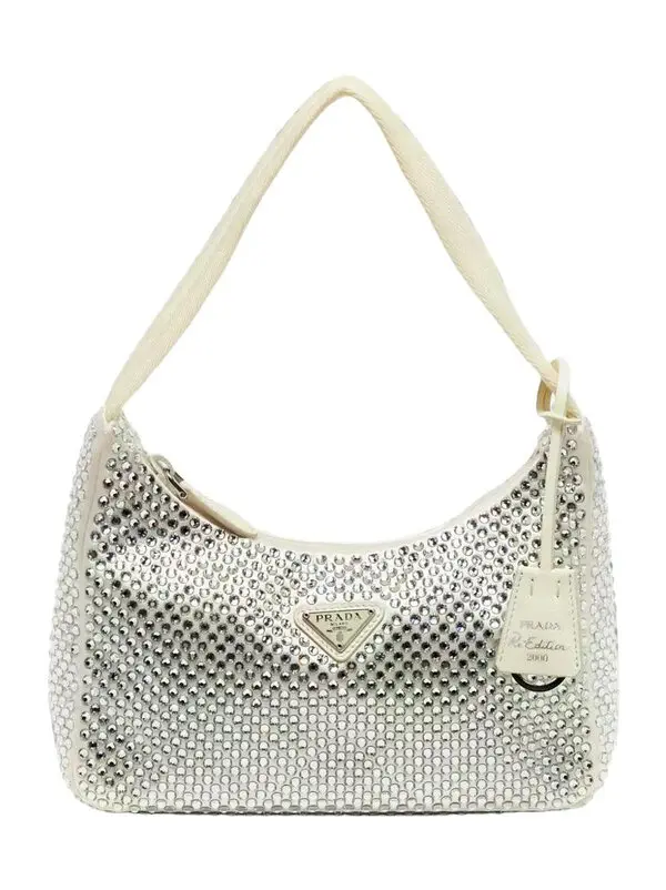 Prada Re-edition 2000 Crystal Shoulder Bag - Silver