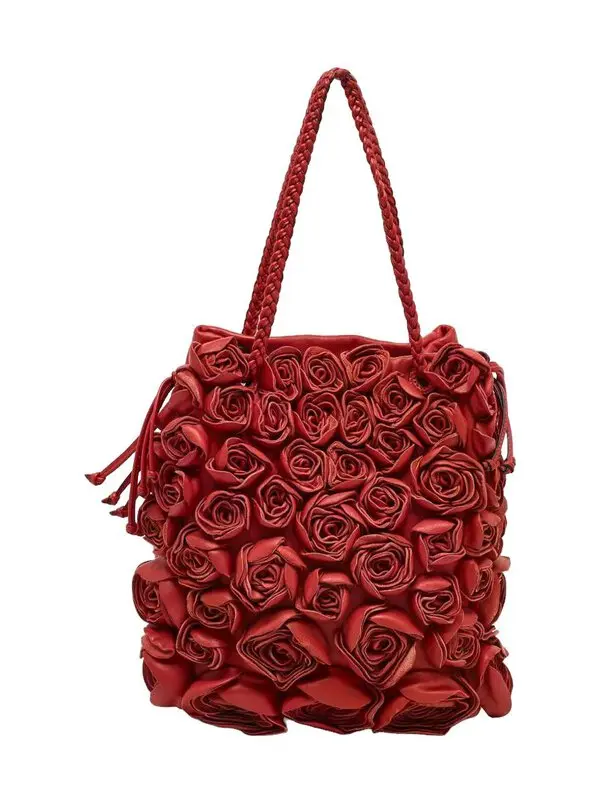 Valentino Garavani Floral Appliqué Tote Bag - Red