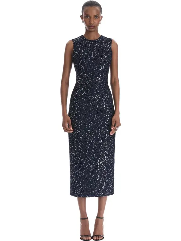 Oscar De La Renta Sequin Embellished Tweed Cocktail Dress - One-color